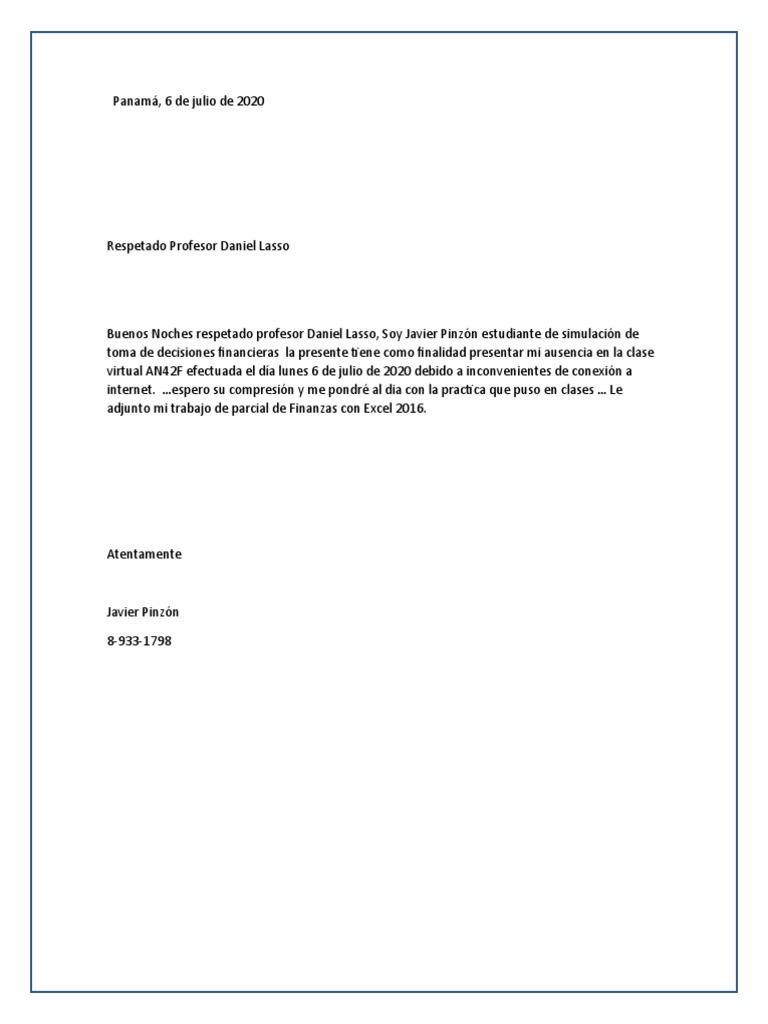 Carta de Excusa | PDF