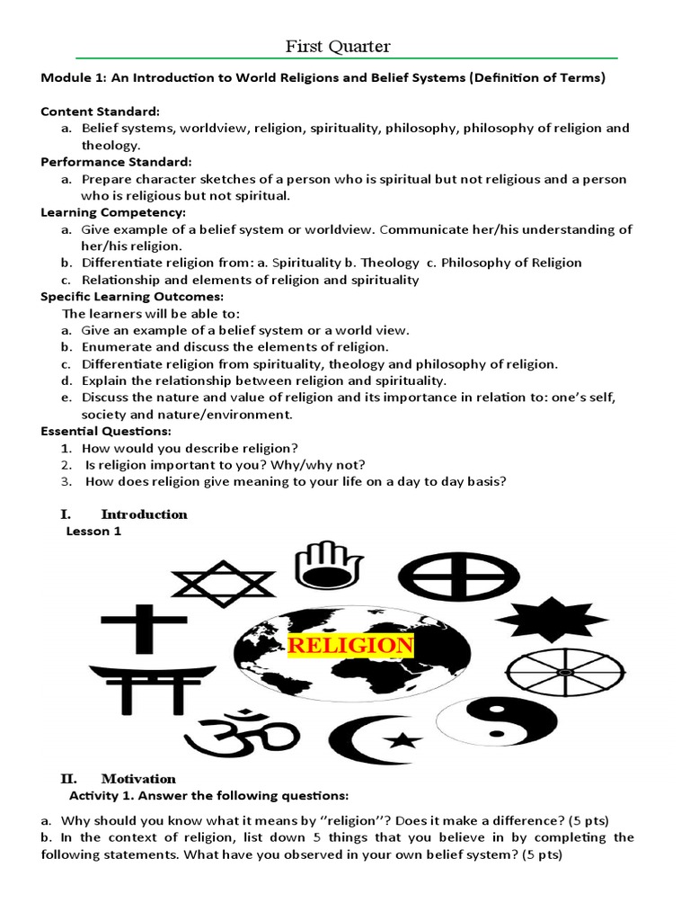 World Religion Module 1 Autosaved | PDF | Philosophy Of Religion ...