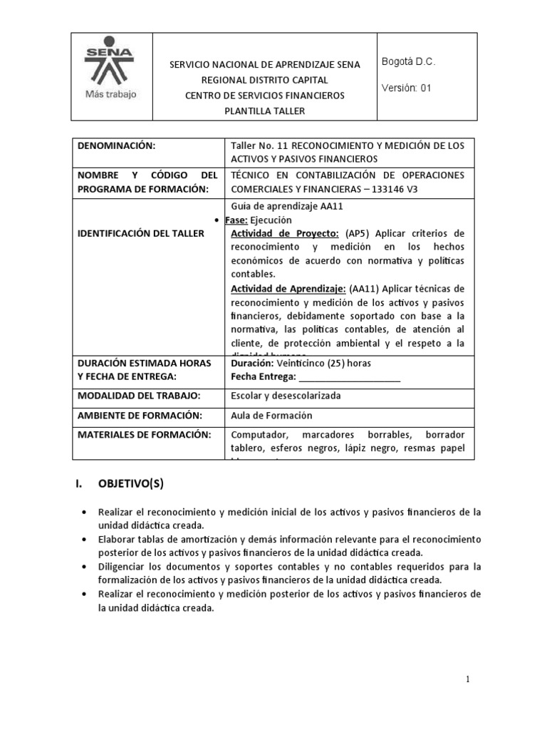 Plantilla Taller AA11 | PDF | normas internacionales de INFORMACION FINANCIERA | Interés