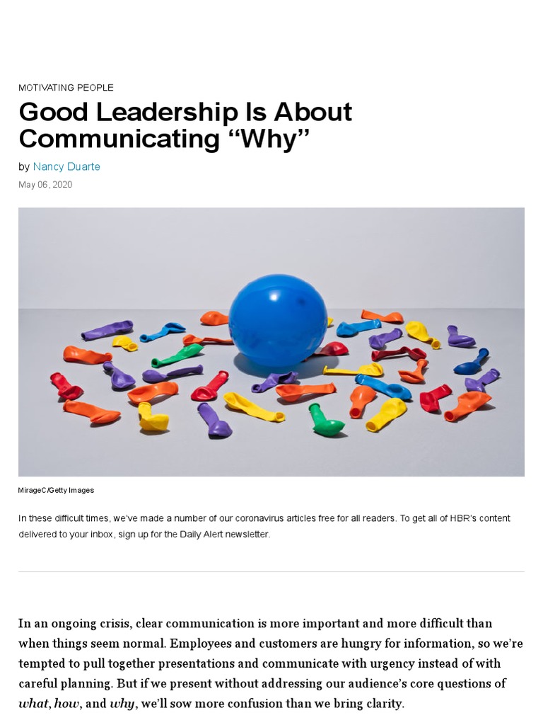 Good Leadership Is About Communicating "Why" | PDF
