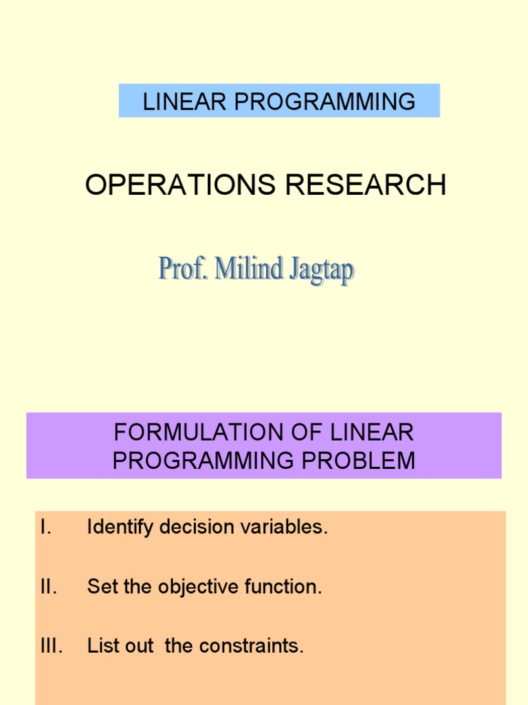 Linear Programming Problem Formulation | PDF | Linear Programming ...