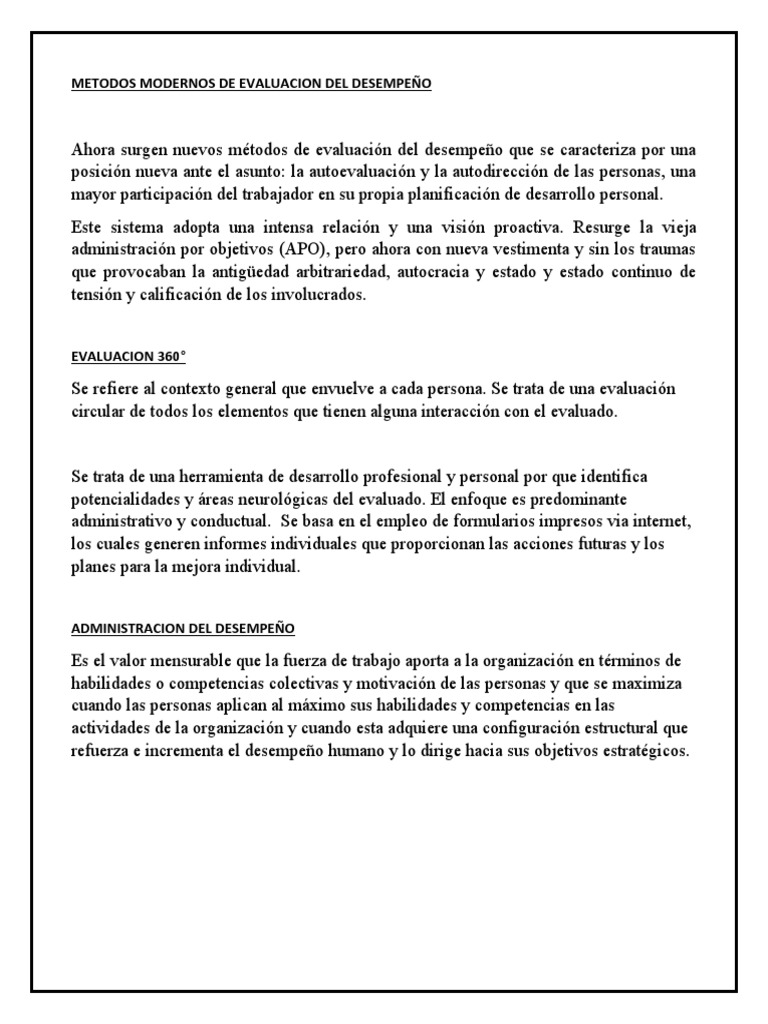 Metodos Modernos de Evaluacion Del Desempeño | PDF | Crecimiento personal y profesional