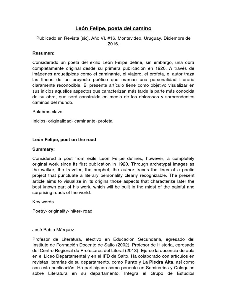 León Felipe: Poeta del Exilio y Camino | PDF | Poesía | Ritmo