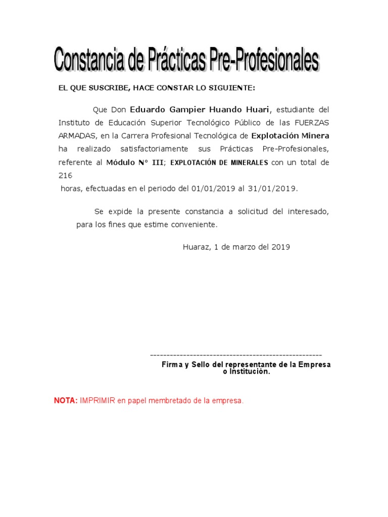 Constancia de Practicas | PDF