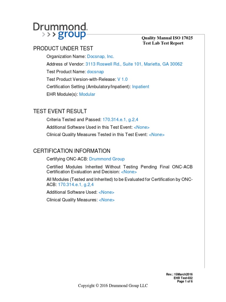 Test-Lab-Test-Report - Docsnap - V1.0-Inp - 24apr16 1 PDF | PDF ...