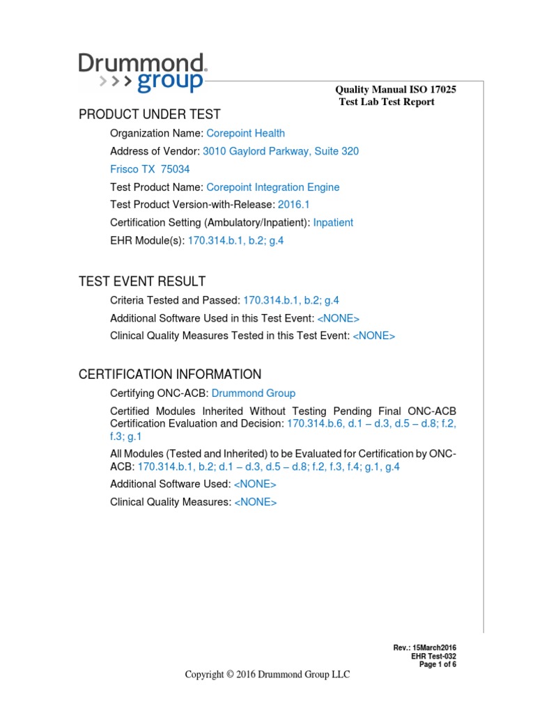 Product Under Test: Quality Manual ISO 17025 Test Lab Test Report | PDF