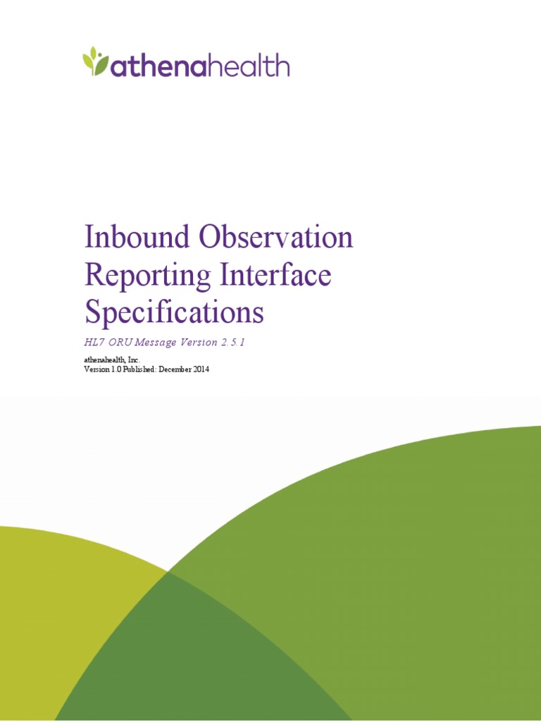 Inbound Observation Reporting Interface Specifications: HL7 ORU Message Version 2.5.1 | PDF ...