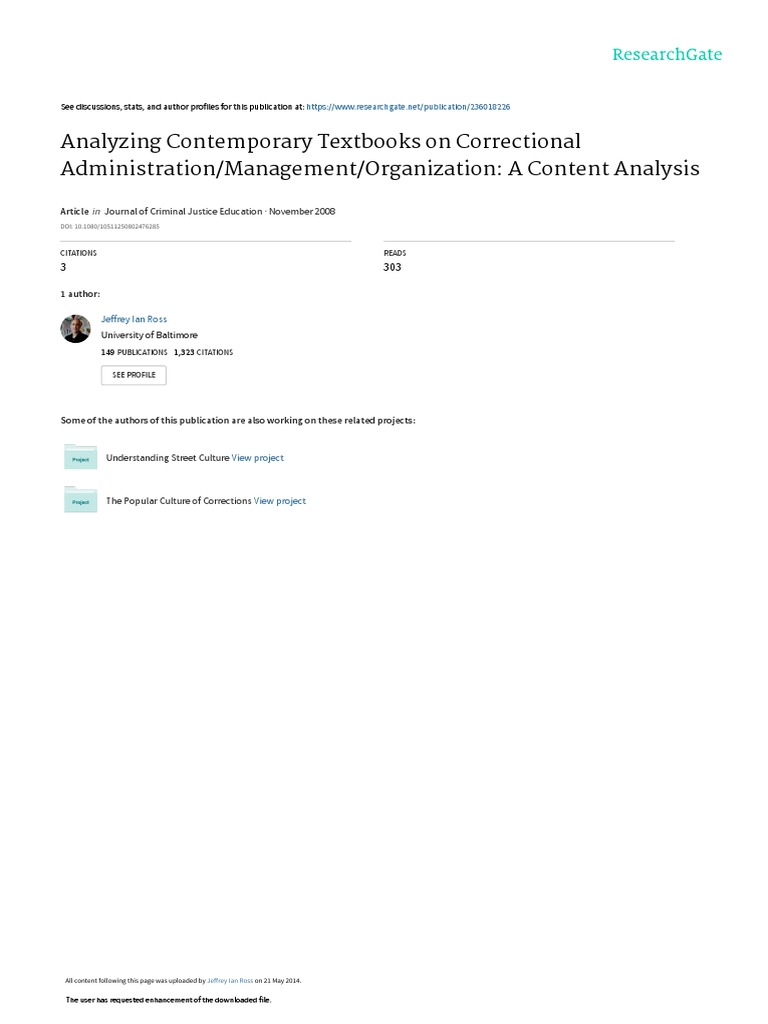 Analyzing Contemporary Textbooks On Correctional Administration ...