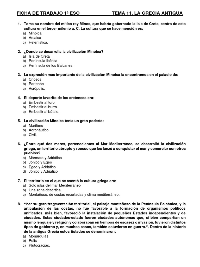 Ficha de Ejercicios GRECIA | PDF | Doce olímpicos | Antigua Grecia