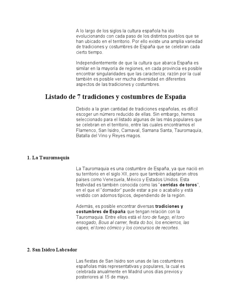 Tradiciones y Costumbres | PDF | Carnaval | Toreo