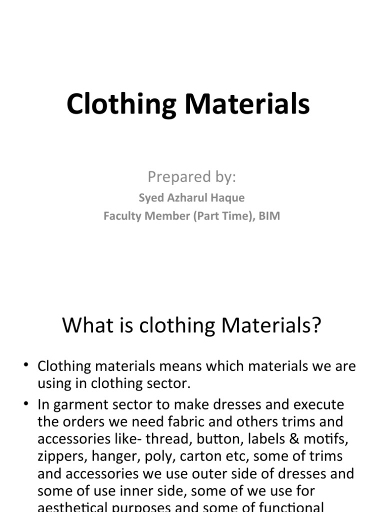 Clothing Materials: Prepared by | PDF | Yarn | Clothing