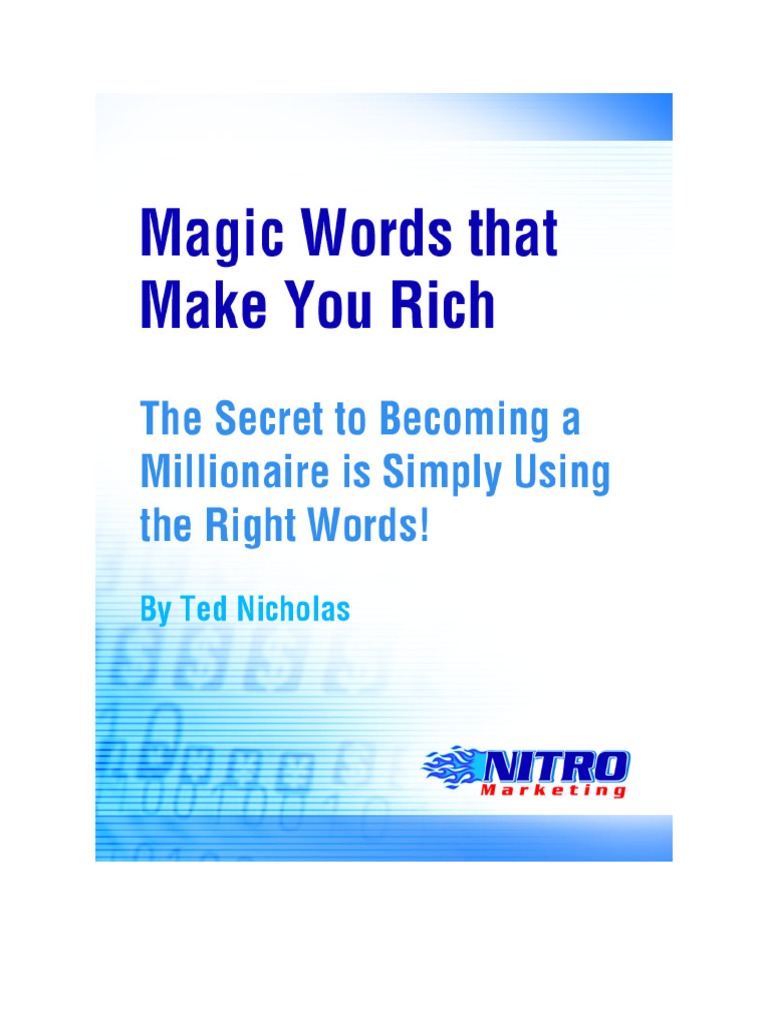 Ted Nicholas - Magic Words That Make You Rich PDF | PDF | Business ...