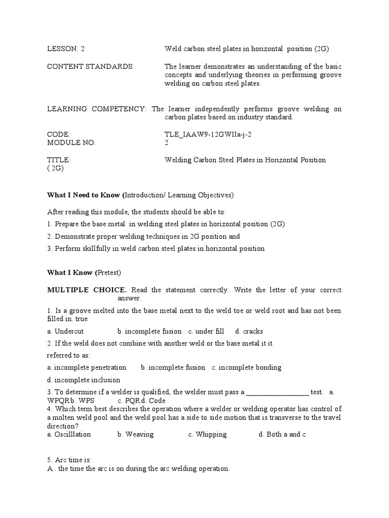 Q2, Module 2, Lesson 2 | PDF | Welding | Construction