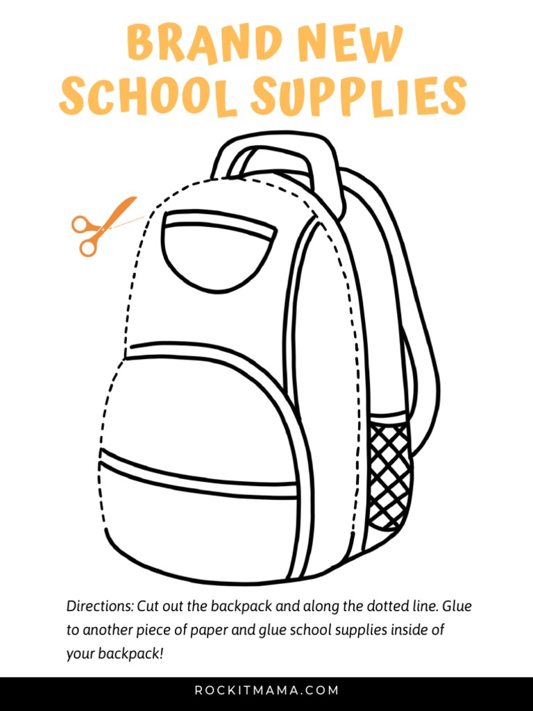 Directions: Cut Out The Backpack and Along The Dotted Line. Glue To ...