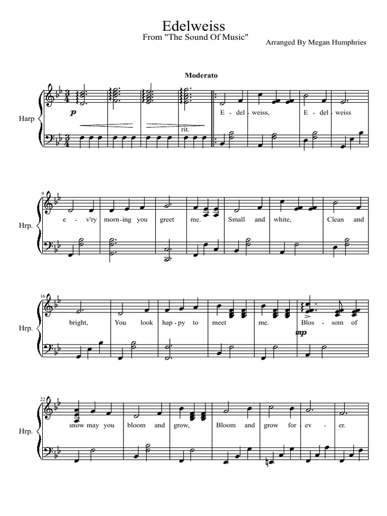 Edelweiss Lead Sheet Edelweiss Free Sheet Music PDF