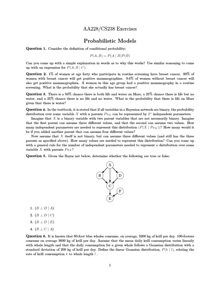 Probabilistic Models & Bayesian Networks Exercises | PDF | Bayesian ...