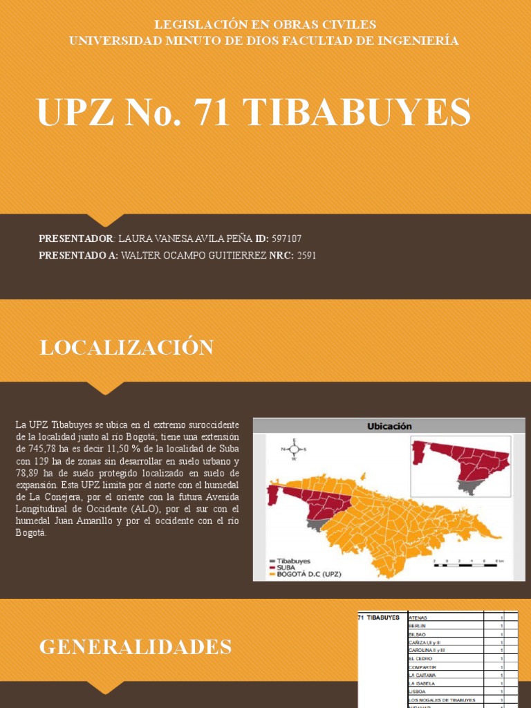 UPZ 71 Tibabuyes: Barrios y Ecología | PDF | Viajes y turismo