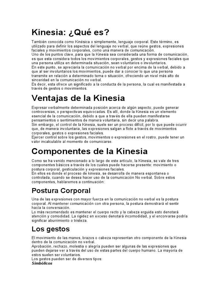 Kinesia | PDF | Comunicación no verbal | Expresión facial