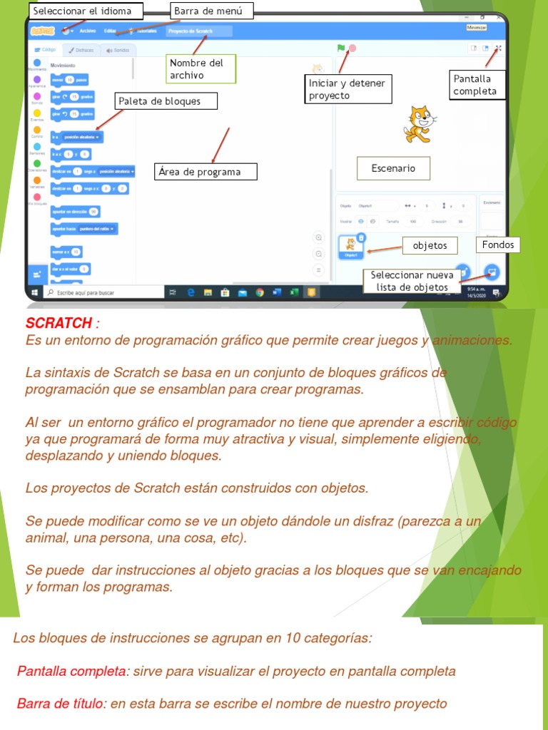 Partes de la ventana de Scratch | PDF | Scratch (lenguaje de ...