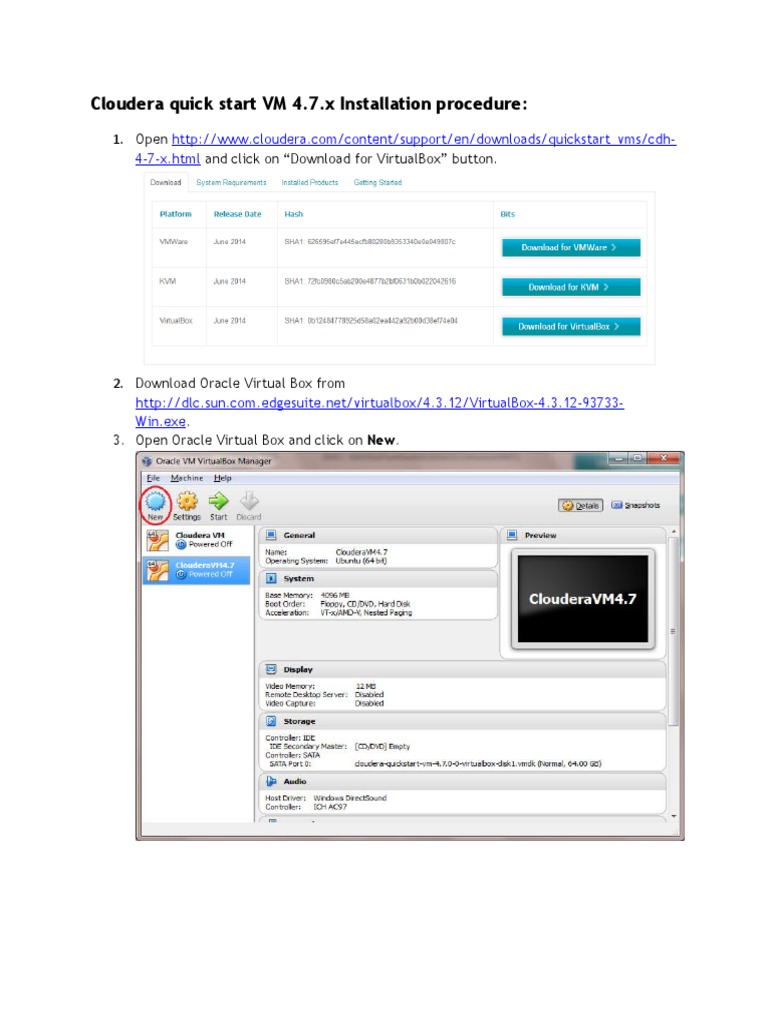 Cloudera Quick Start VM 4.7.x Installation Procedure | PDF | Business | Technology & Engineering