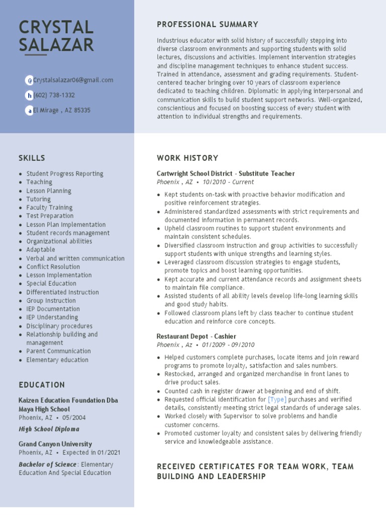 Crystal Salazar Resume | PDF | Individualized Education Program ...