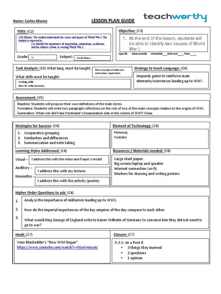 Lesson Plan Guide LPG Word | PDF | Lesson Plan | Teaching