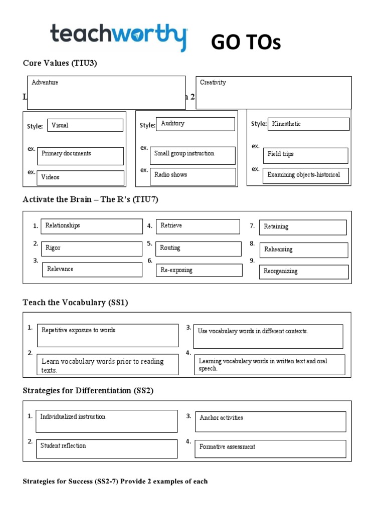 Go To Page Word Fillable-1 1 | PDF | Learning Styles | Vocabulary