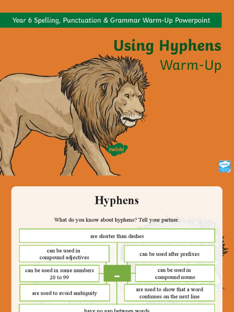 t2 e 3955 Year 6 Using Hyphens Warmup Powerpoint - Ver - 2 | PDF ...