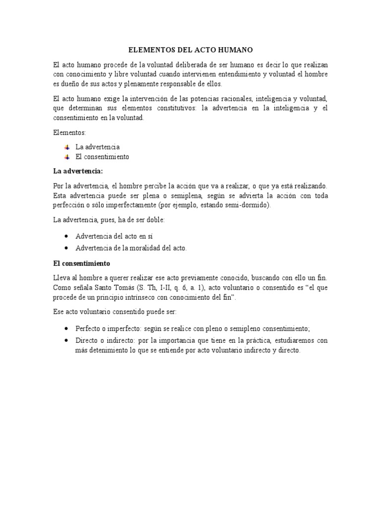 Elementos Del Acto Humano | PDF | Ciencia cognitiva | Metafísica