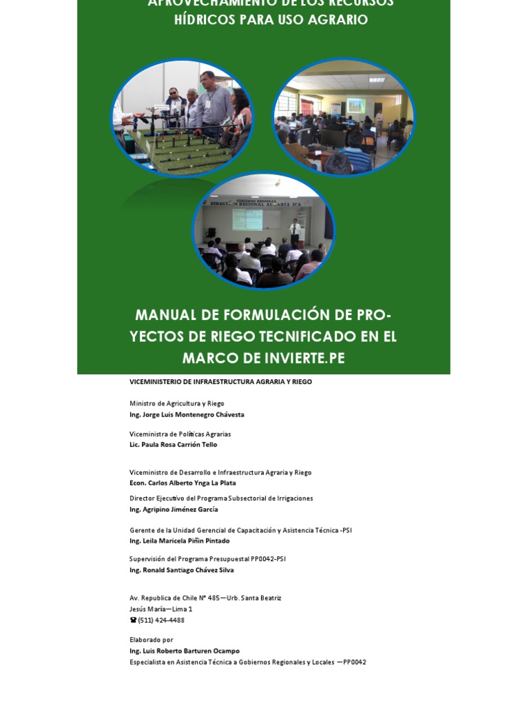 Manual-Formulación de Proyectos RT PDF | PDF | Riego | Fricción