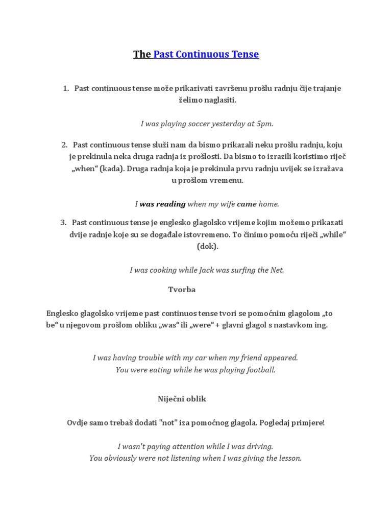 Understanding Past Continuous Tense | PDF