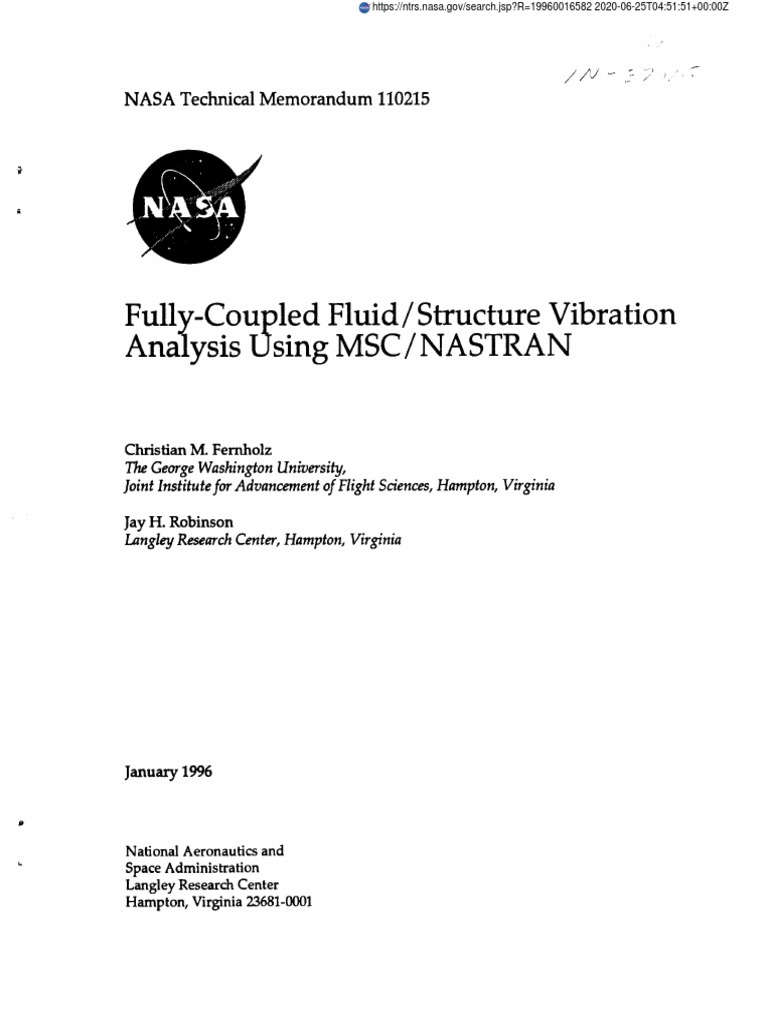 Fully-Coupled Fluid/Structure Vibration Analysis Using Msc/Nastran ...