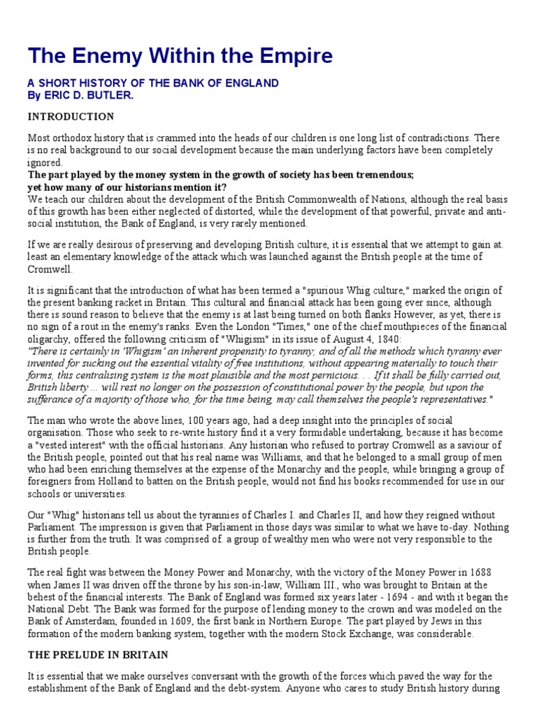 The Enemy Within The Empire: A Short History of The Bank of England by ...