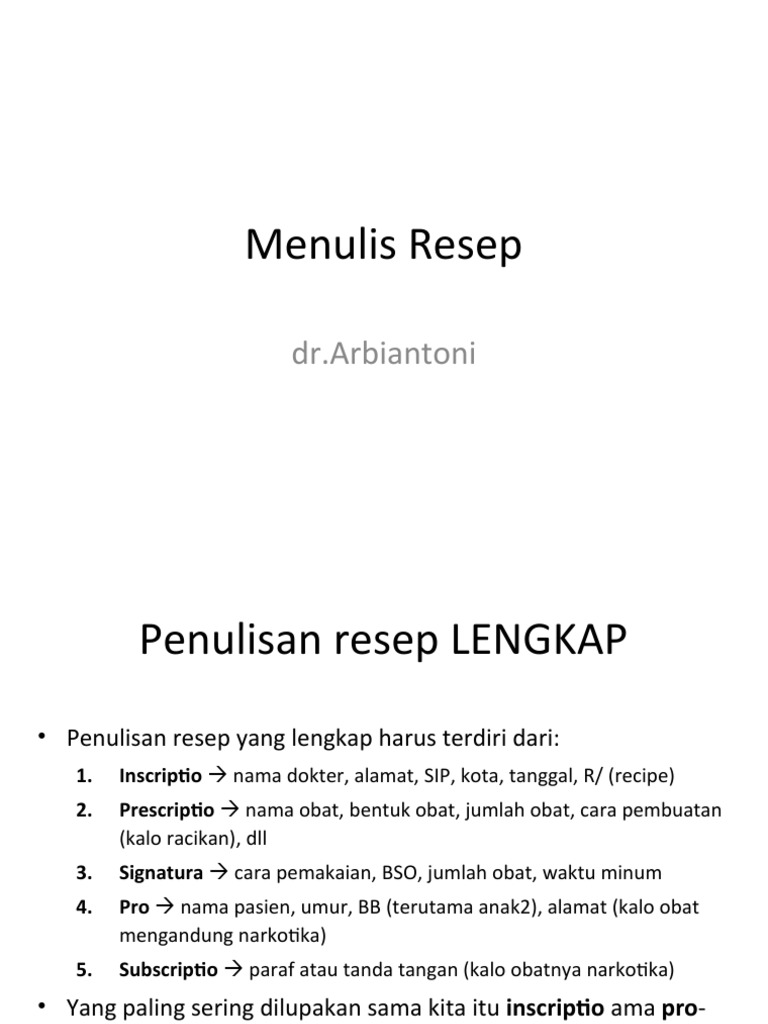 Panduan Penulisan Resep Obat Lengkap | PDF