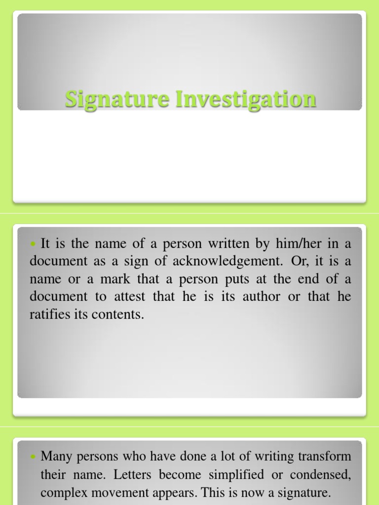 Signature Examination Overview | PDF | Philosophy | Law