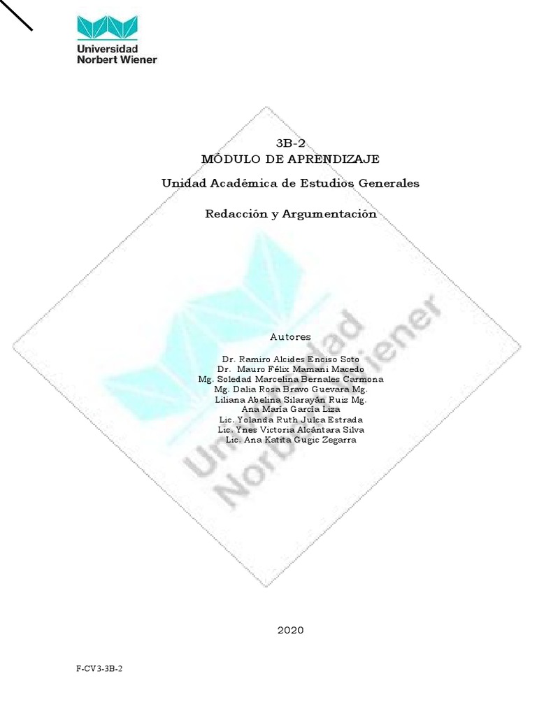 Modulo de Aprendizaje Redaccion y Argumentacion 2020-II | Descargar gratis PDF | Ensayos | Sintaxis