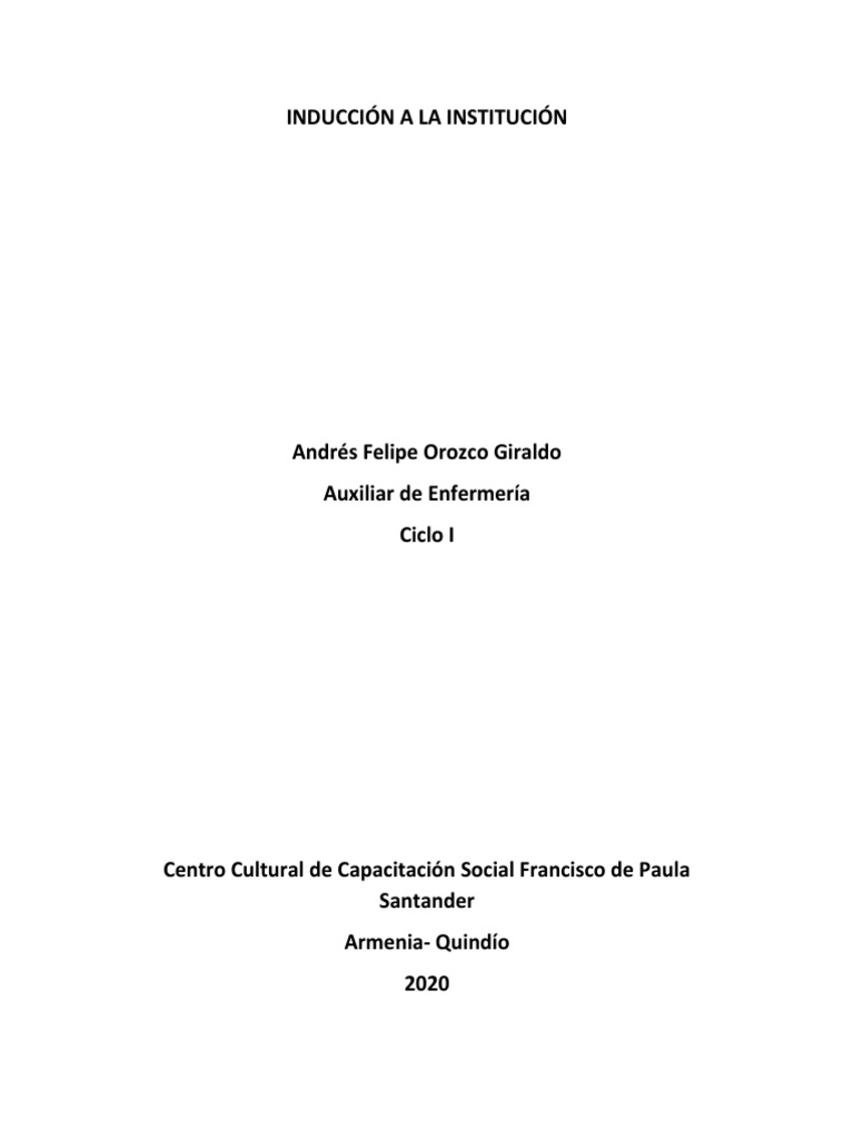 Inducción A La Institución Pdf Institución Educación Avanzada