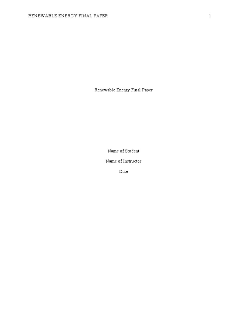 Renewable Energy Final Paper | PDF | Solar Power | Renewable Energy