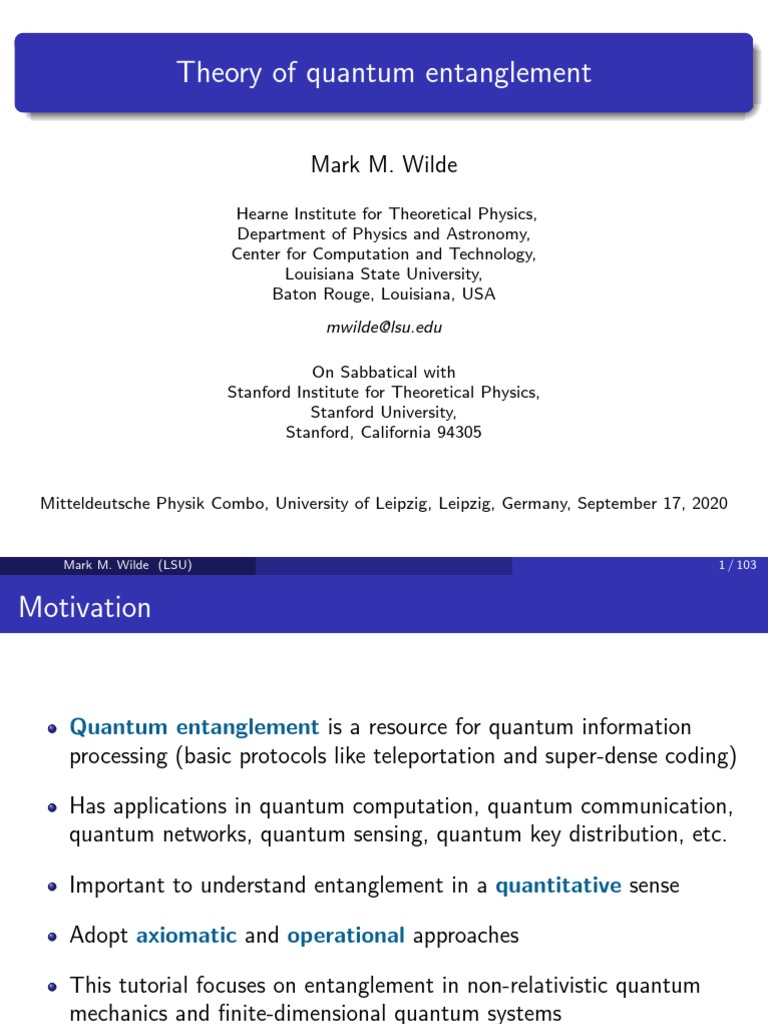 Theory of Quantum Entanglement | PDF | Quantum Entanglement | Matrix ...