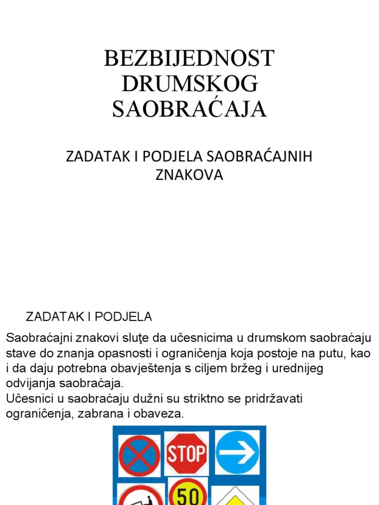 Znacaj I Podjela Saobracajne Signalizacije Znakovi Opasnosti | PDF