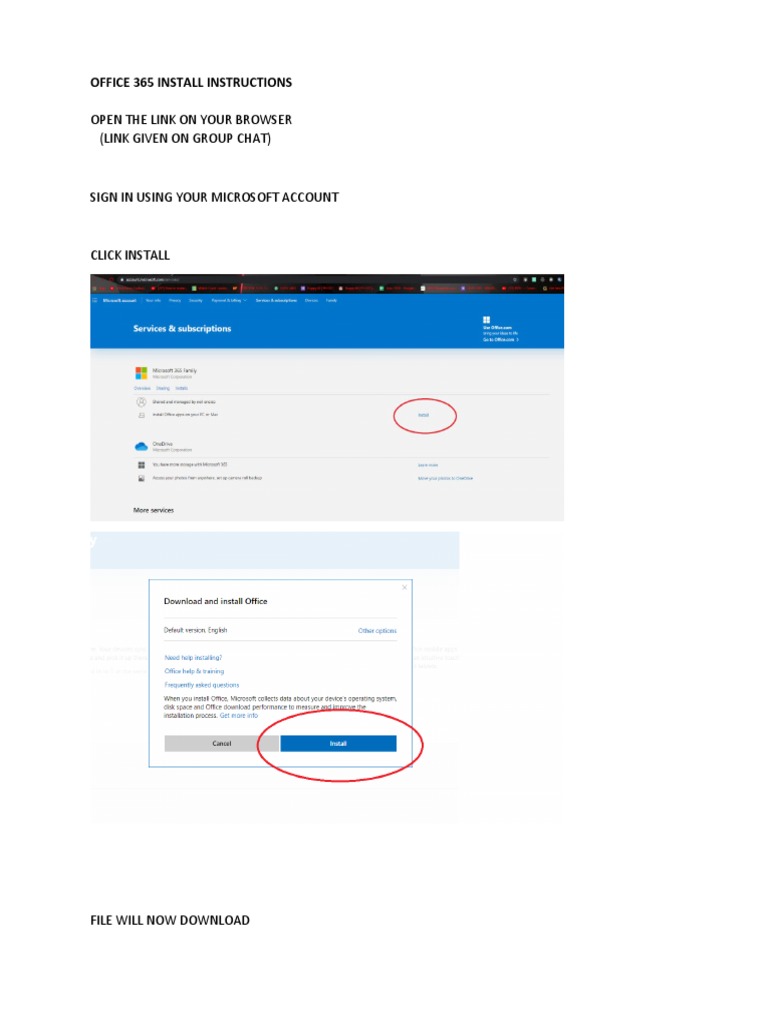 Office 365 Install Instructions | PDF