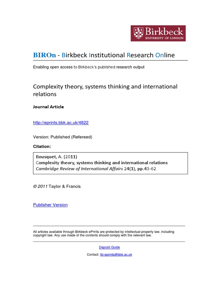Beyond Models And Metaphors Pdf System Complexity