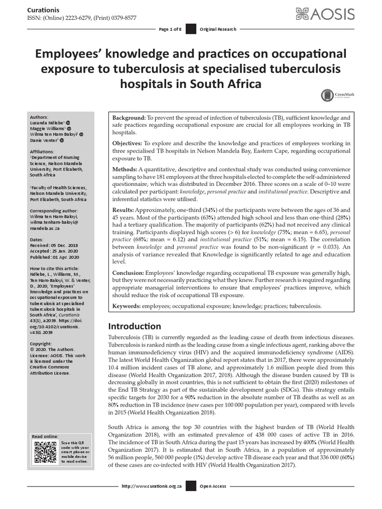 Conocimientos y Prácticas de Los Empleados Sobre Exposición Ocupacional ...