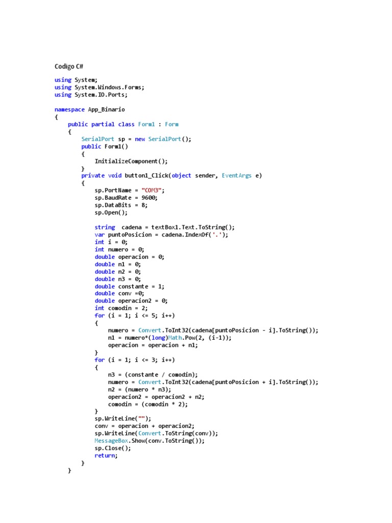Codigo C#: Using Using Using Namespace Public Partial Class New Public | PDF | Computers