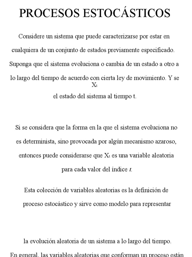 Proceso Estocástico 1 | PDF | Variable aleatoria | Proceso estocástico