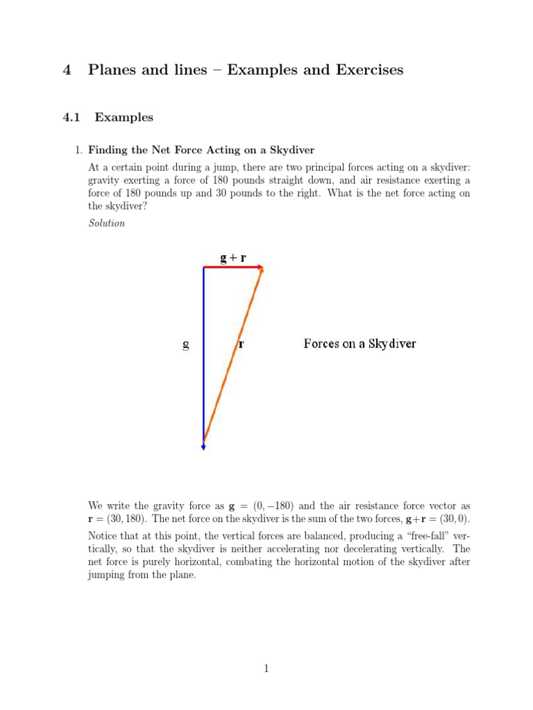 4 Planes and Lines - Examples and Exercises | PDF | Torque | Plane ...