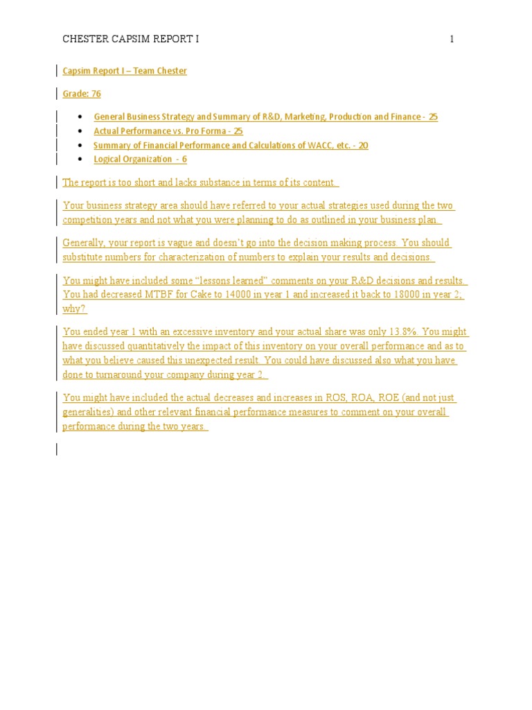 Chester Capsim Report I Professor Feedback | PDF | Cost Of Capital | Stocks