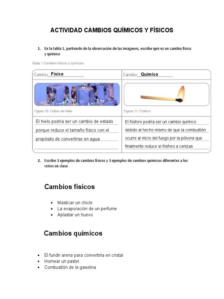 Cambios Químicos y Físicos | PDF
