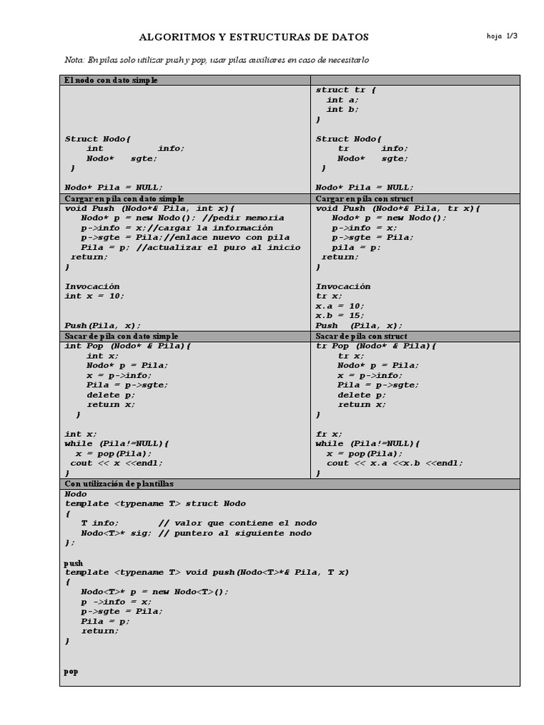 Pilas Ejercicios | PDF | Algoritmos y Estructuras de Datos | Informática