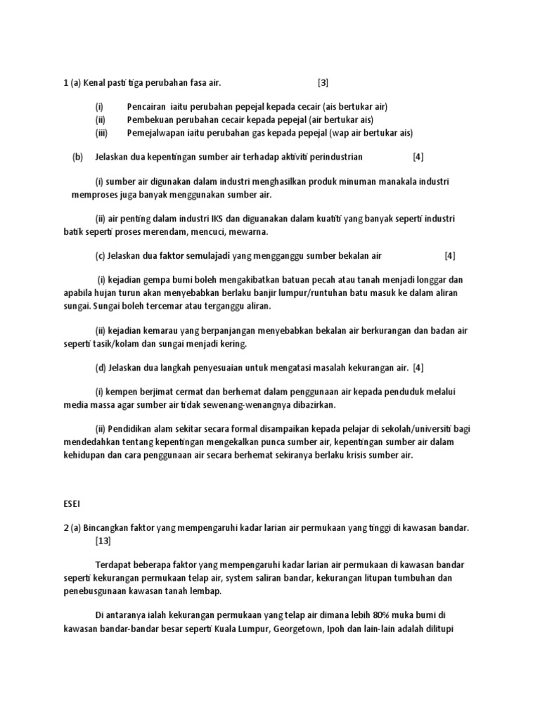 Skema Jawapan Latihan Edaran Air | PDF